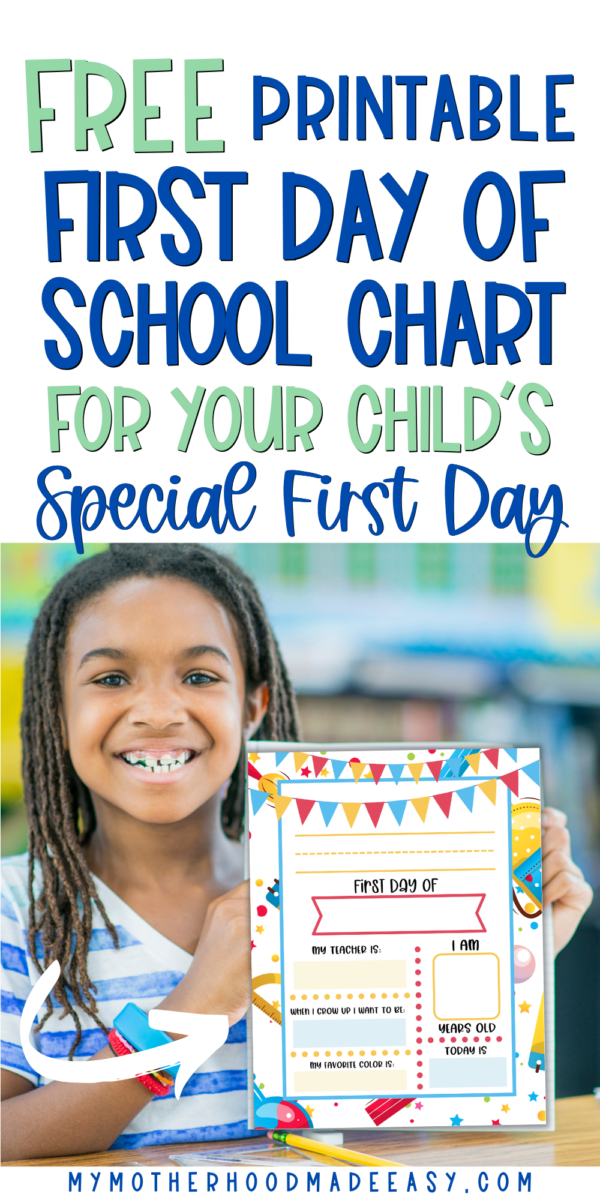 FREE First Day of School Sign Printable PDF (2024) – My Motherhood Made ...