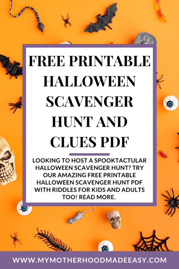 Free Printable Halloween Scavenger Hunt and Clues PDF – My Motherhood ...