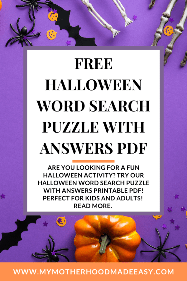 Fun Halloween Word Search Puzzle with Answers [Free Printable PDF] – My ...