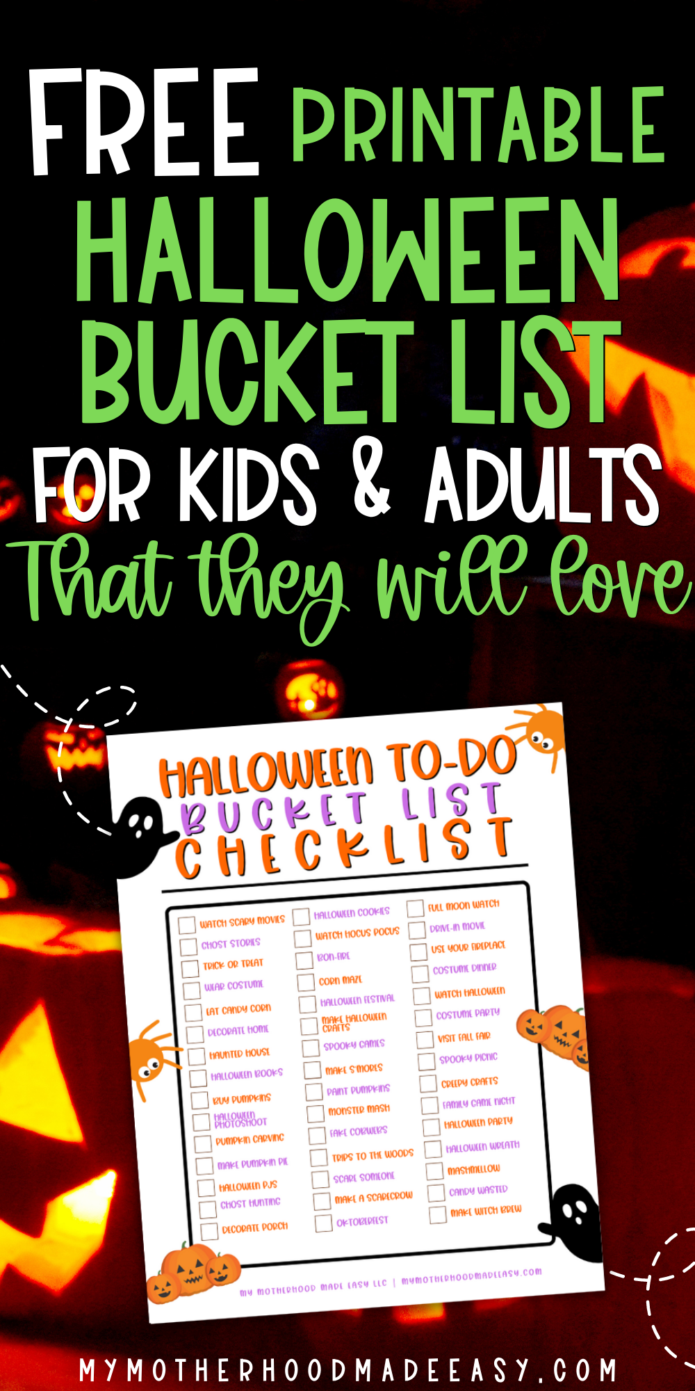 Free Printable Halloween Bucket List: To Do List For this Halloween ...