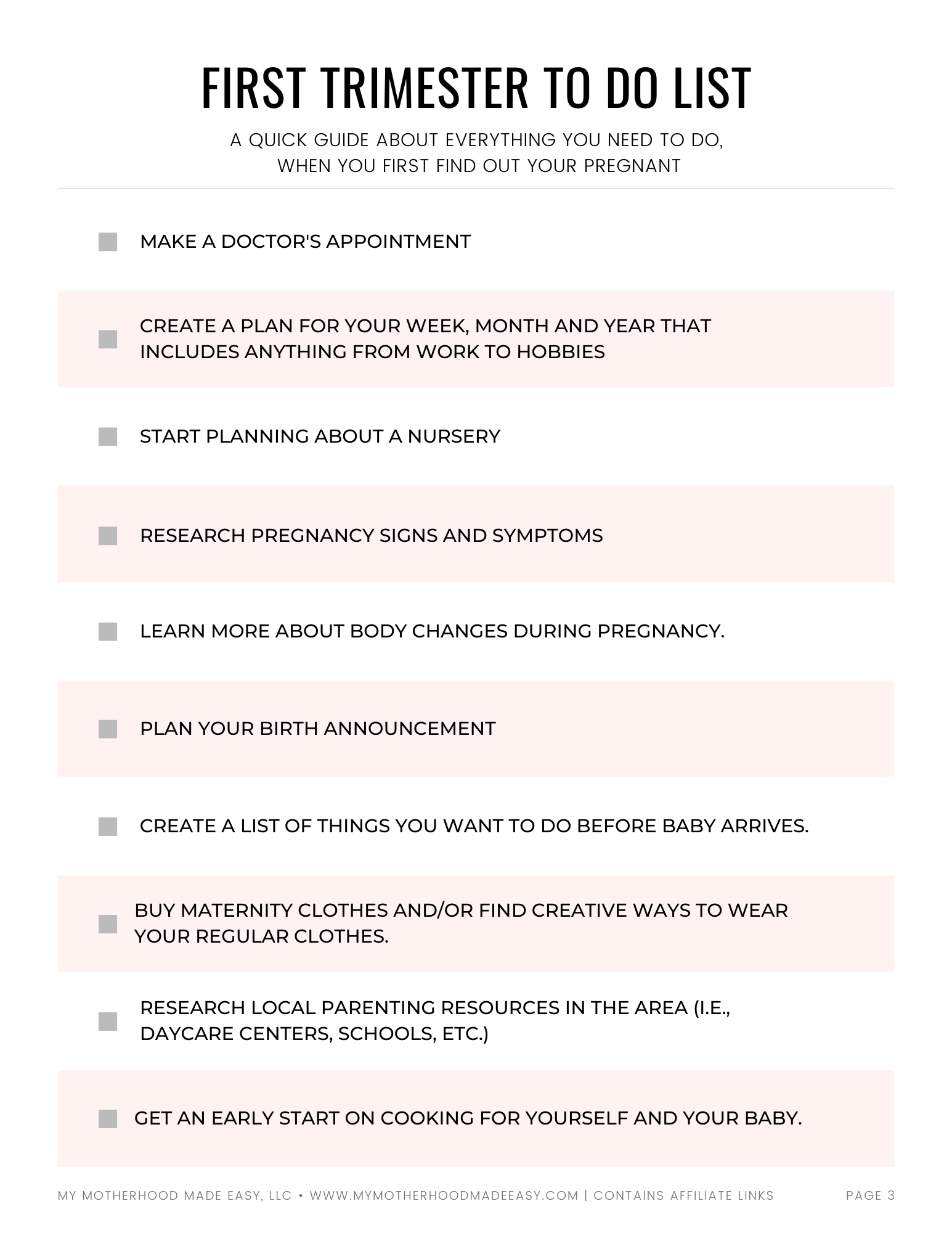 The First Trimester To-Do List for First Time Moms – My Motherhood Made ...