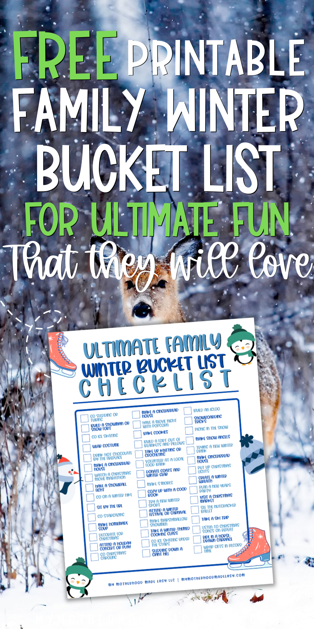Winter Bucket List PDF: 50 Fun Things to Do in Winter! – My Motherhood ...