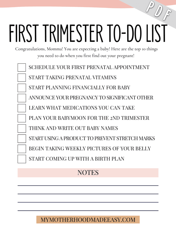 First Trimester To Do List For Mommy To Be [+ Free Checklist for Moms ...