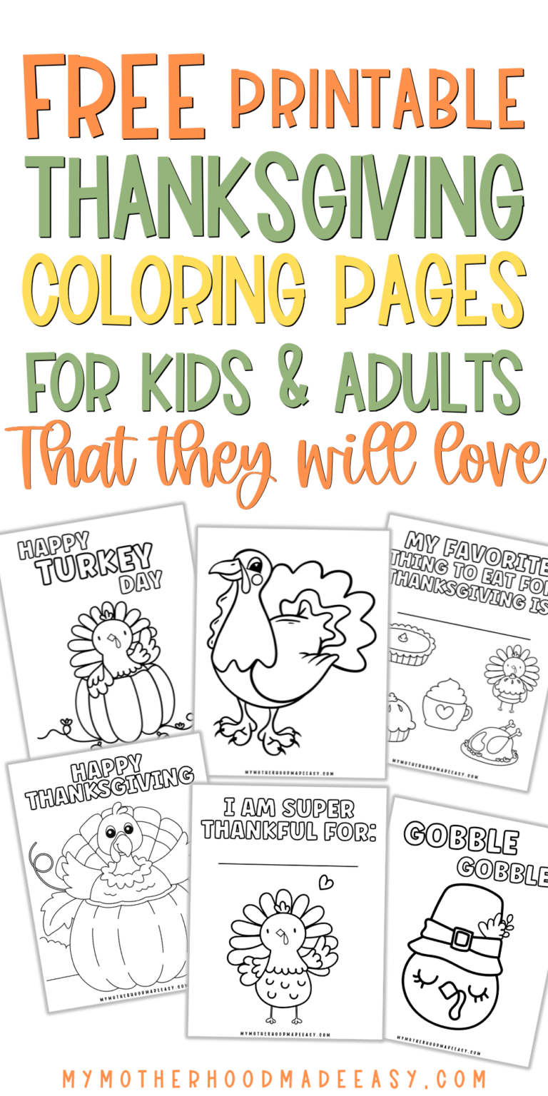 FREE Happy Thanksgiving Turkey Coloring Pages for Kids – My Motherhood ...