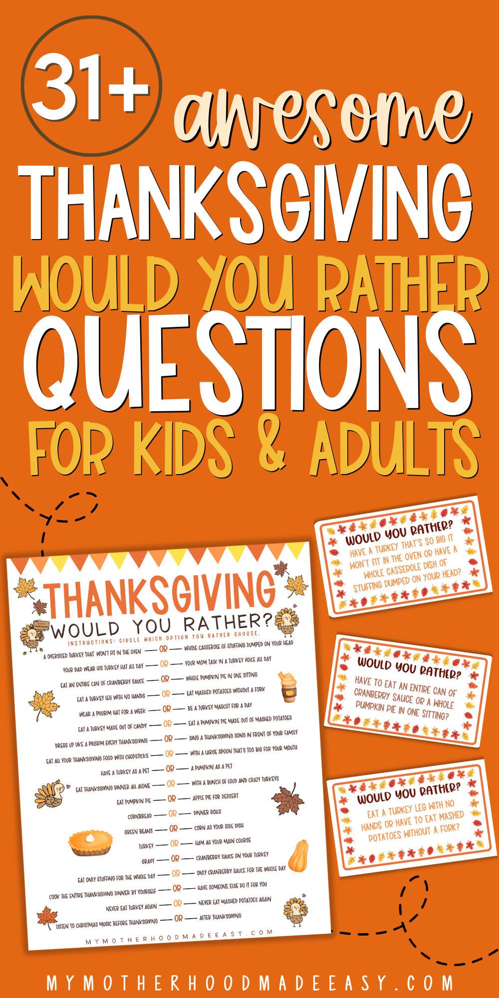 31+ FREE Thanksgiving Would You Rather Questions for Kids 2025