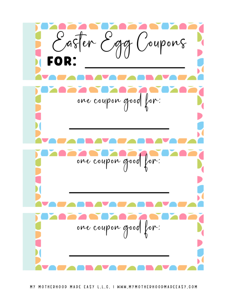 Free Printable Easter Egg Coupons for Kids & Adults (PDF)