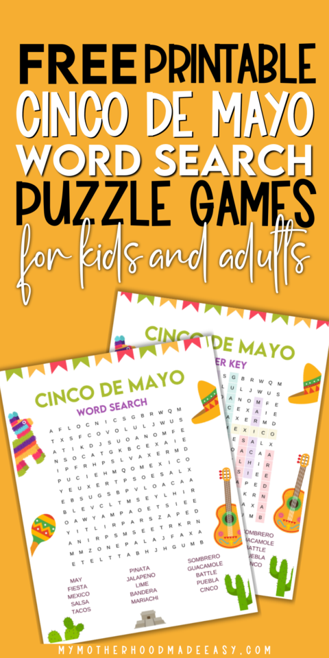 Cinco De Mayo Word Search Free Printable for Kids & Adults