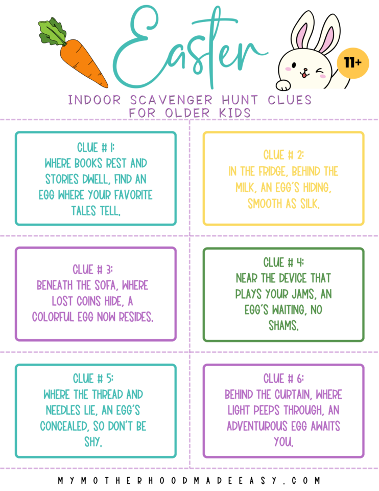 Free Printable Easter Egg Hunt Clues For Kids (PDF) (2024)