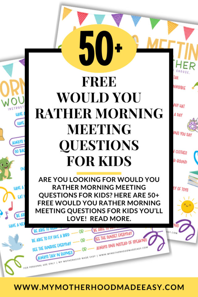 50+ FREE Would You Rather Morning Meeting Questions for Kids