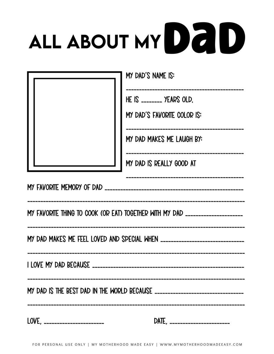 FREE All About My Dad Printable for Father’s Day Interview
