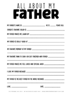 FREE All About My Dad Printable for Father’s Day Interview