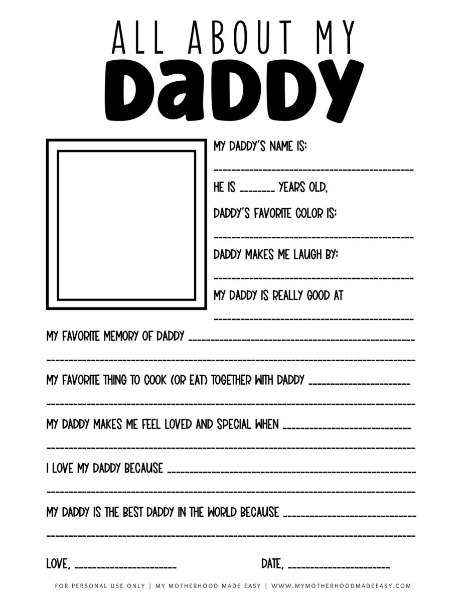 FREE All About My Dad Printable for Father’s Day Interview