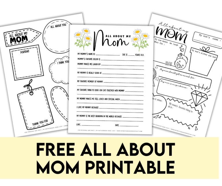 5+ FREE Mother’s Day All About My Mom Printable (PDF) – My Motherhood ...