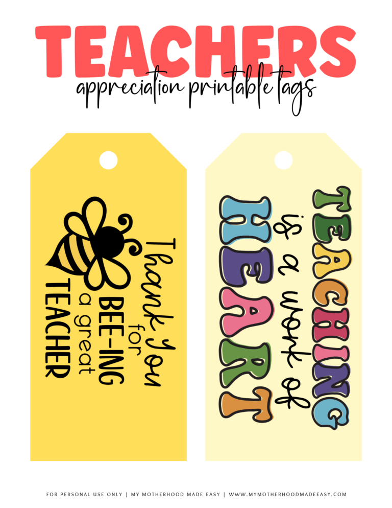 15+ FREE Teacher Appreciation Printable Tags for Gifts (PDF)