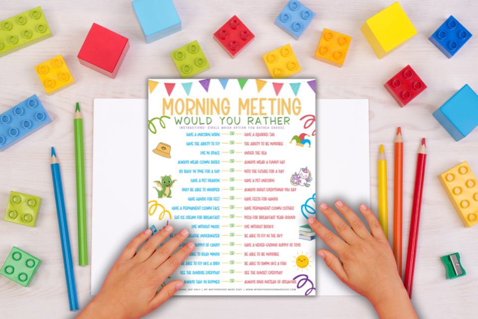 50+ FREE Would You Rather Morning Meeting Questions for Kids