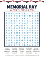 FREE Printable Memorial Day Word Search PDF for Kids & Adults