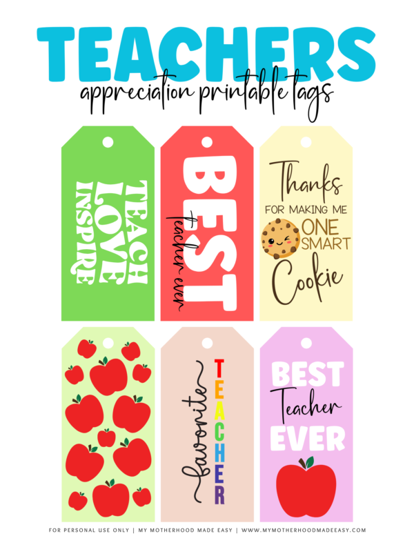 15+ FREE Teacher Appreciation Printable Tags for Gifts (PDF)