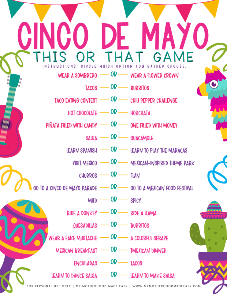 Super Fun Cinco de Mayo Party Games & Activities – My Motherhood Made Easy