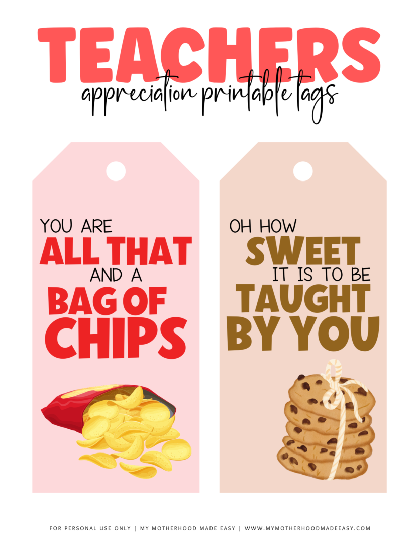 15+ FREE Teacher Appreciation Printable Tags for Gifts (PDF)