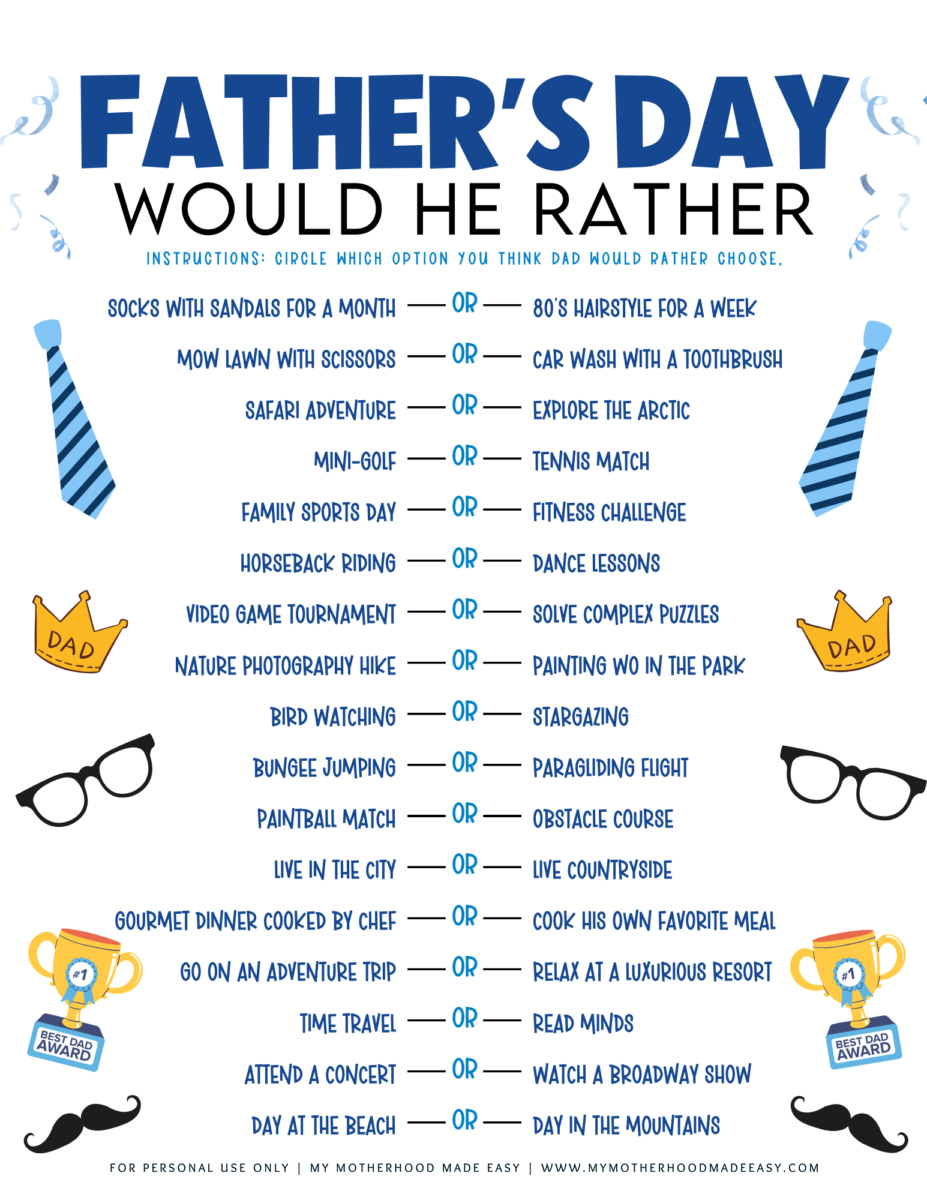 50 Father’s Day Would You Rather Questions for Kids – My Motherhood ...
