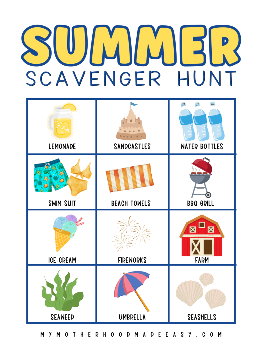 FREE Summer Scavenger Hunt Printable for Kids & Adults 2025