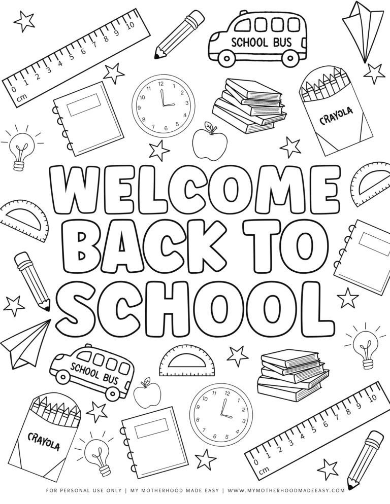 13 FREE Back to School Coloring Pages (PDF) – My Motherhood Made Easy