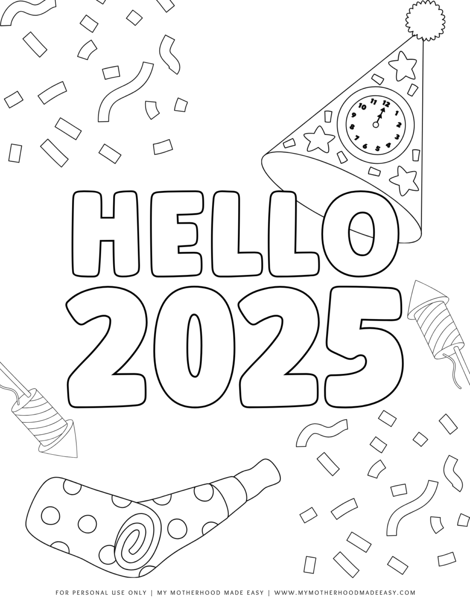 FREE Printable Happy New Year Coloring Pages for Kids (2025)