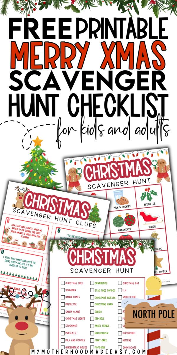 FREE Printable Christmas Scavenger Hunt + Clues for Kids 2025