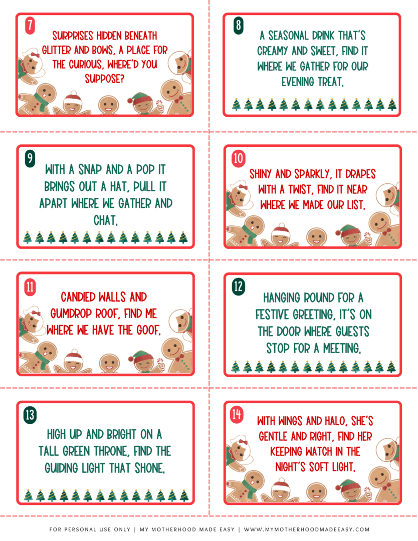 FREE Printable Christmas Scavenger Hunt + Clues for Kids 2025