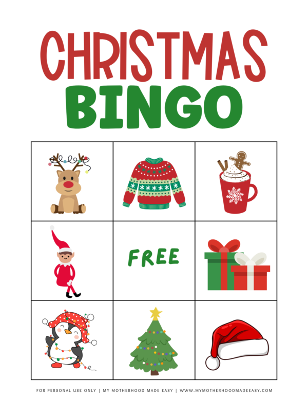 FREE Christmas Bingo Printable Cards for Kids & Adults – My Motherhood ...