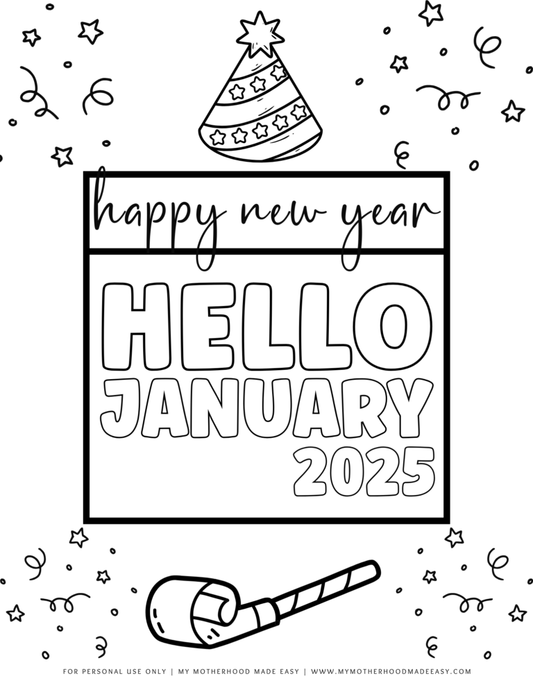 FREE Printable Happy New Year Coloring Pages for Kids (2025)