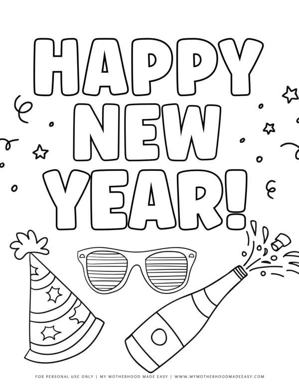 FREE Printable Happy New Year Coloring Pages for Kids (2025)