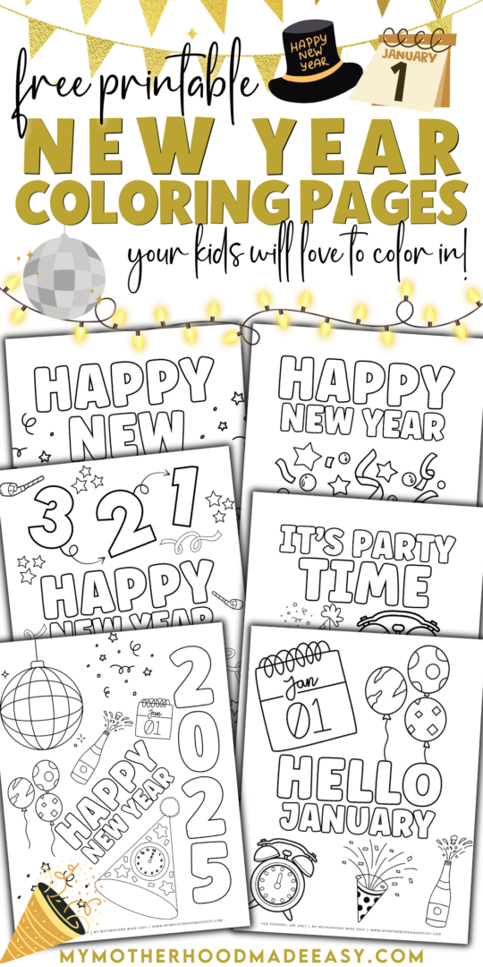 FREE Printable Happy New Year Coloring Pages for Kids (2025)