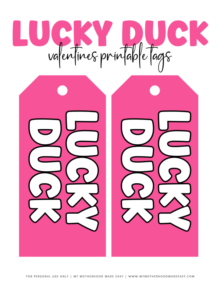 FREE Lucky Duck Valentine Printable Gift Tags & Cards (PDF)
