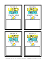 FREE Lucky Duck Valentine Printable Gift Tags & Cards (PDF)
