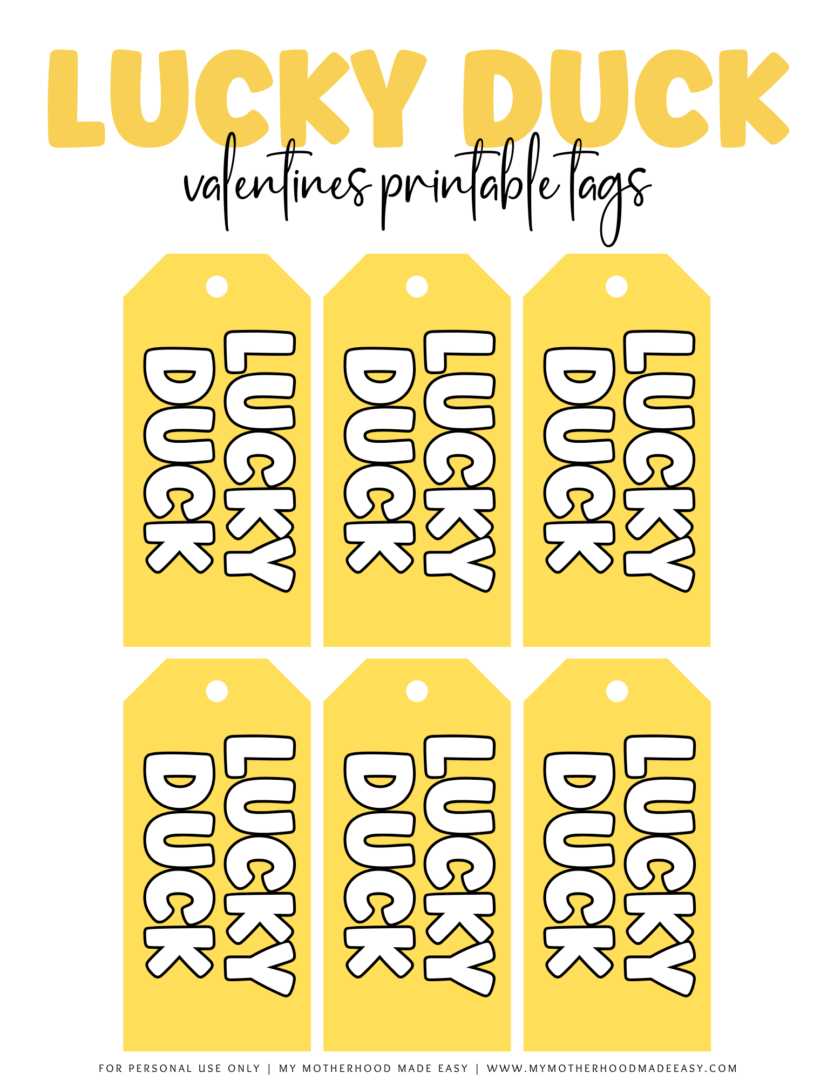 FREE Lucky Duck Valentine Printable Gift Tags & Cards (PDF)
